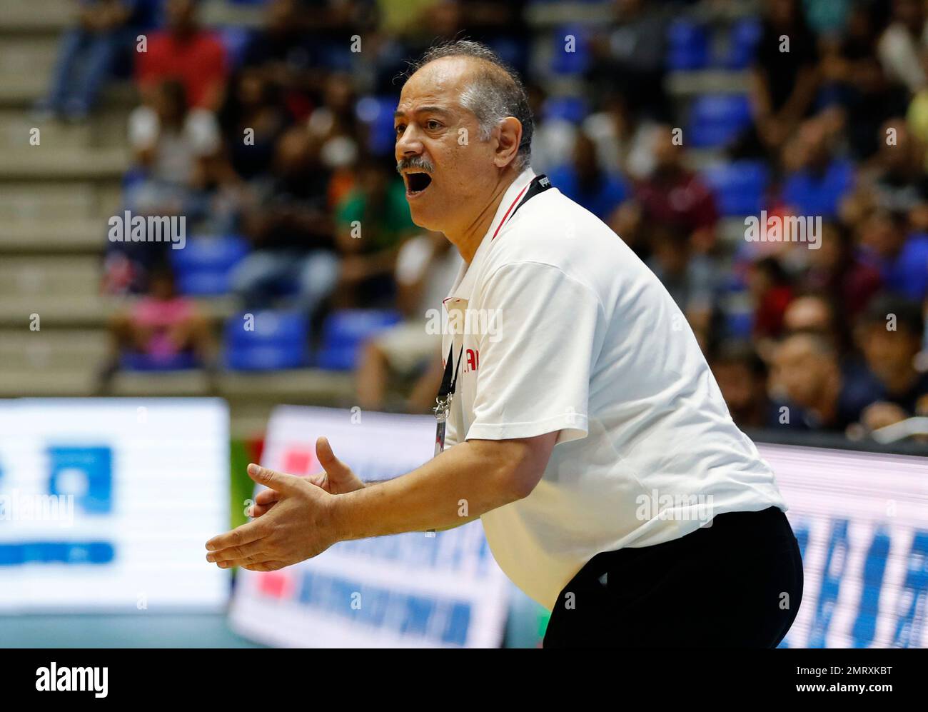 Iran's coach Mehran Hatami, reacts during the FIBA Asia Cup 2017 final ...