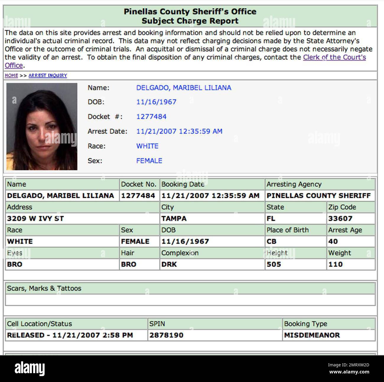 This is the booking photo provided by Florida's Pinellas County Sheriff ...