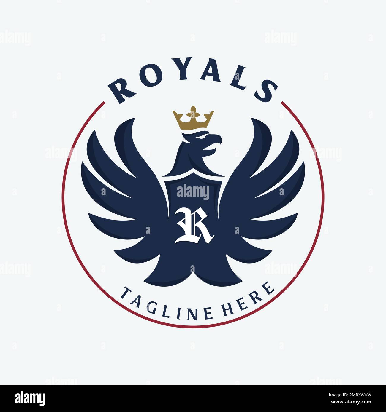 Royal letter emblem with Crowned American Eagle. Vector illustration ...