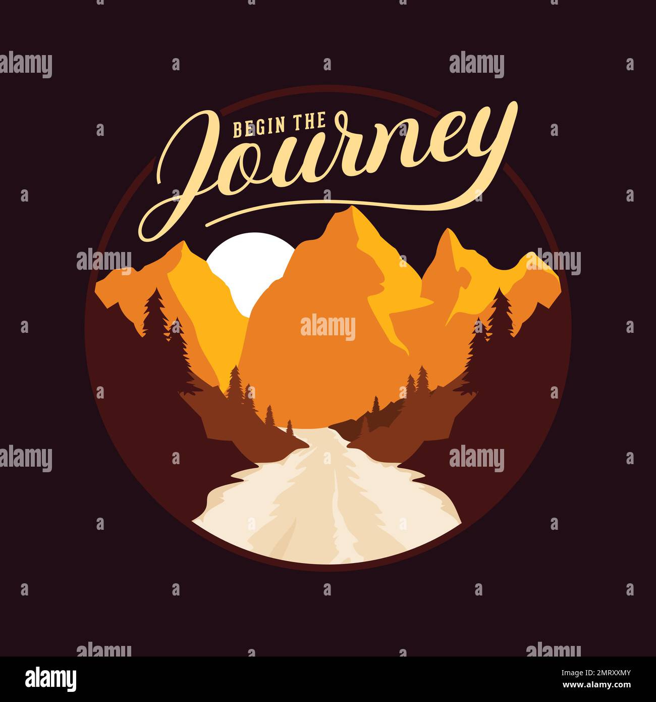 Mountain landscape before the night come with letter Begin The Journey ...