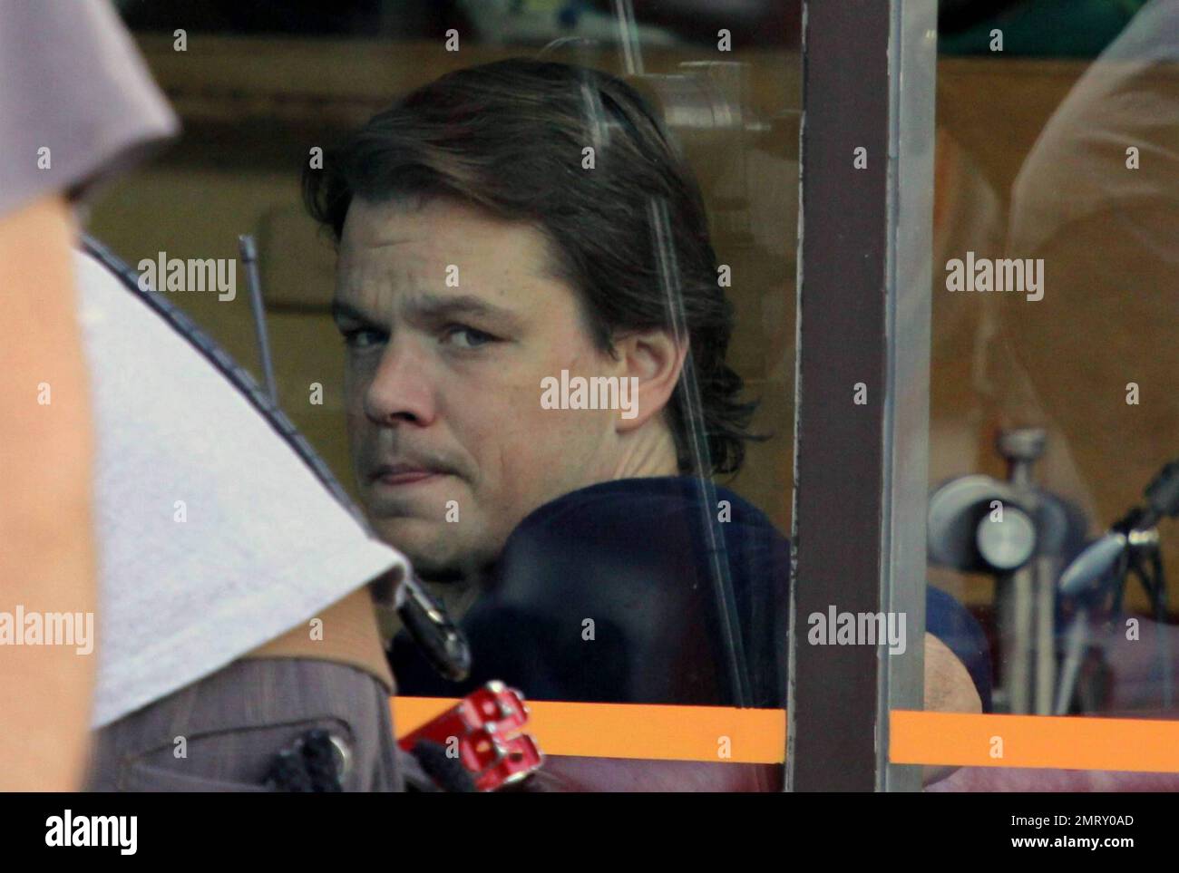 Matt Damon films on the location set of "We Bought a Zoo" in Los Feliz ...