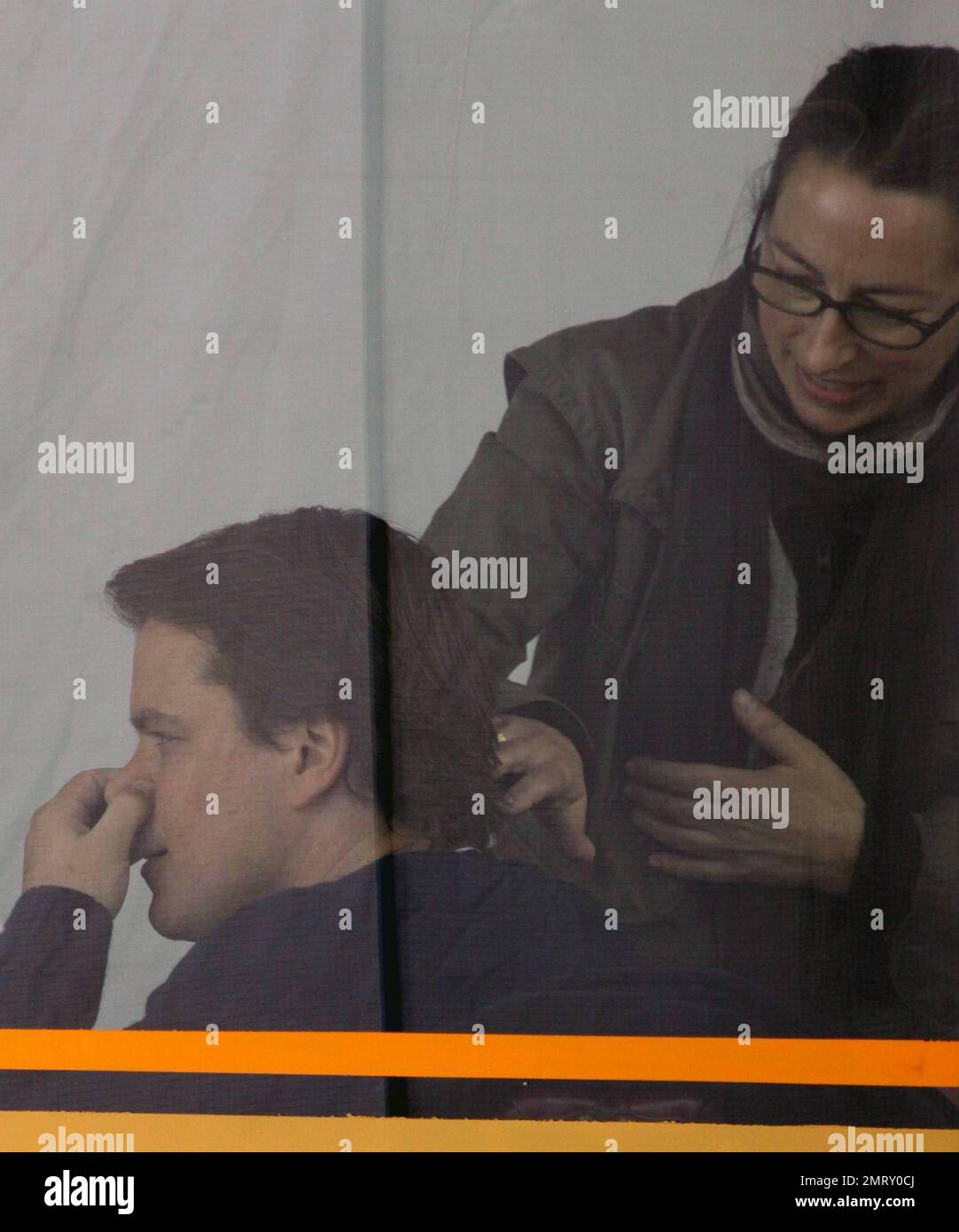 Matt Damon films on the location set of "We Bought a Zoo" in Los Feliz ...