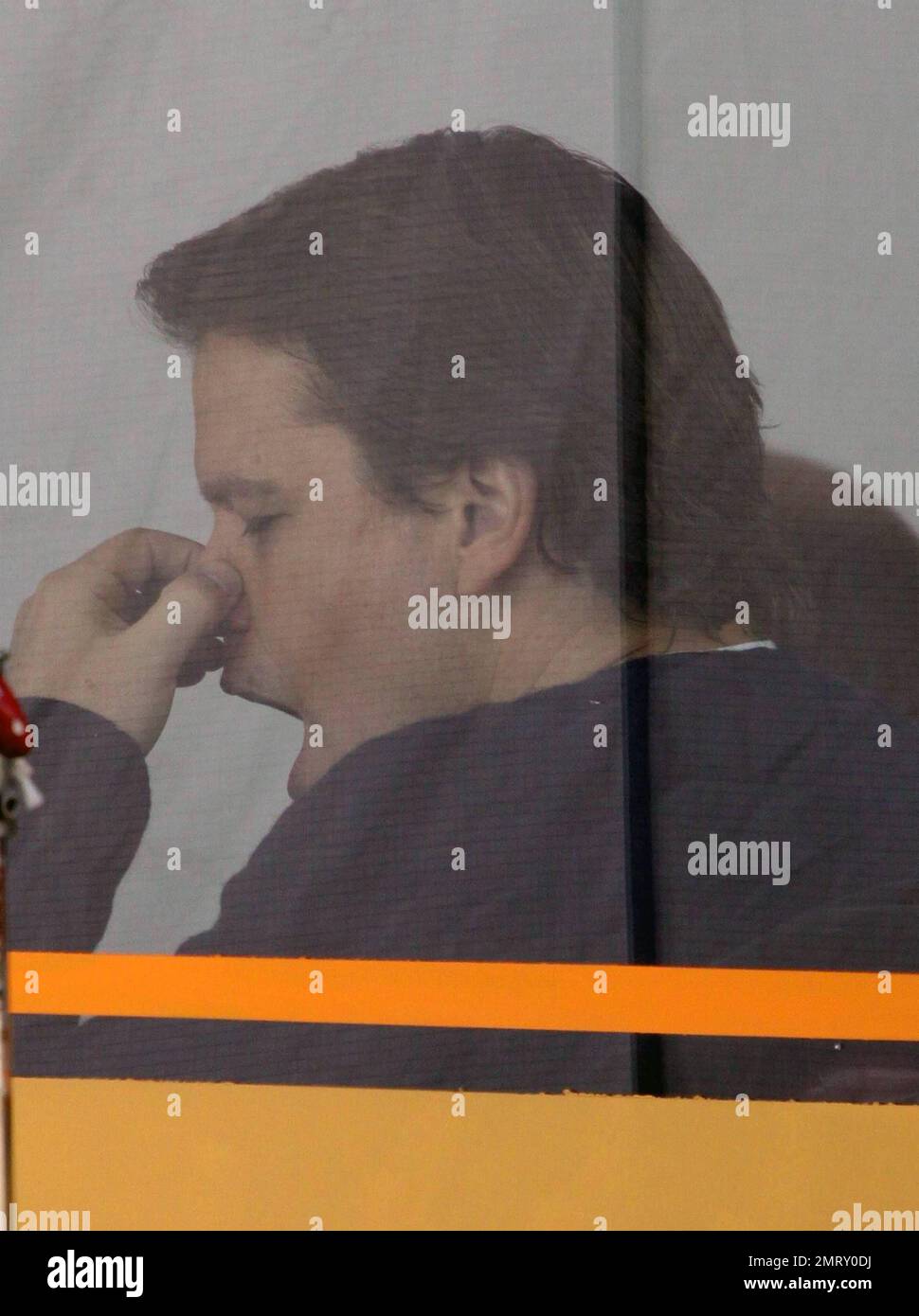 Matt Damon films on the location set of "We Bought a Zoo" in Los Feliz ...