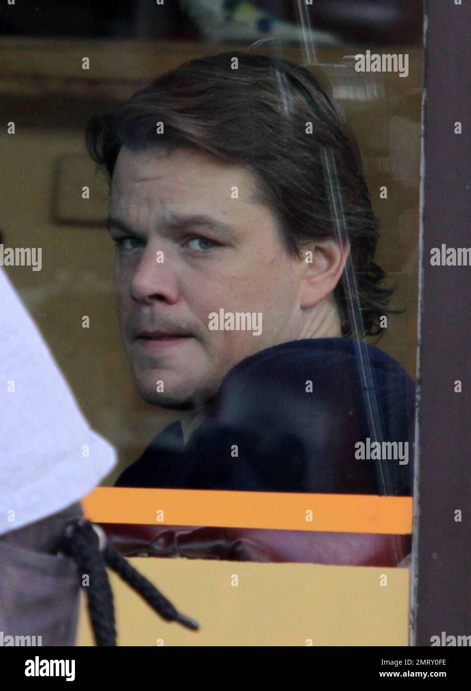 Matt Damon films on the location set of "We Bought a Zoo" in Los Feliz ...