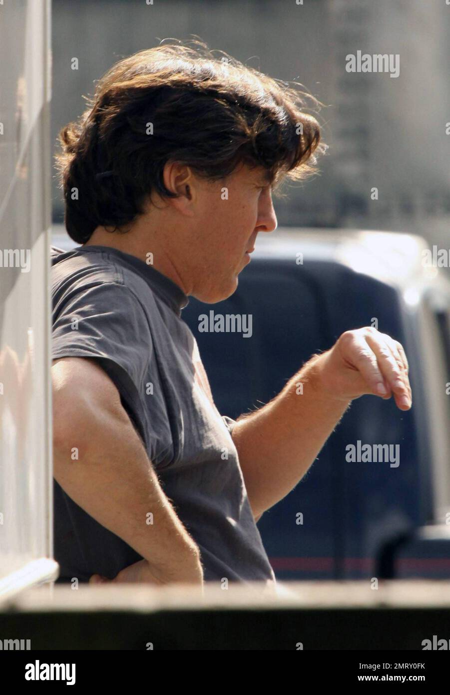 Matt Damon films on the location set of "We Bought a Zoo" in Los Feliz ...