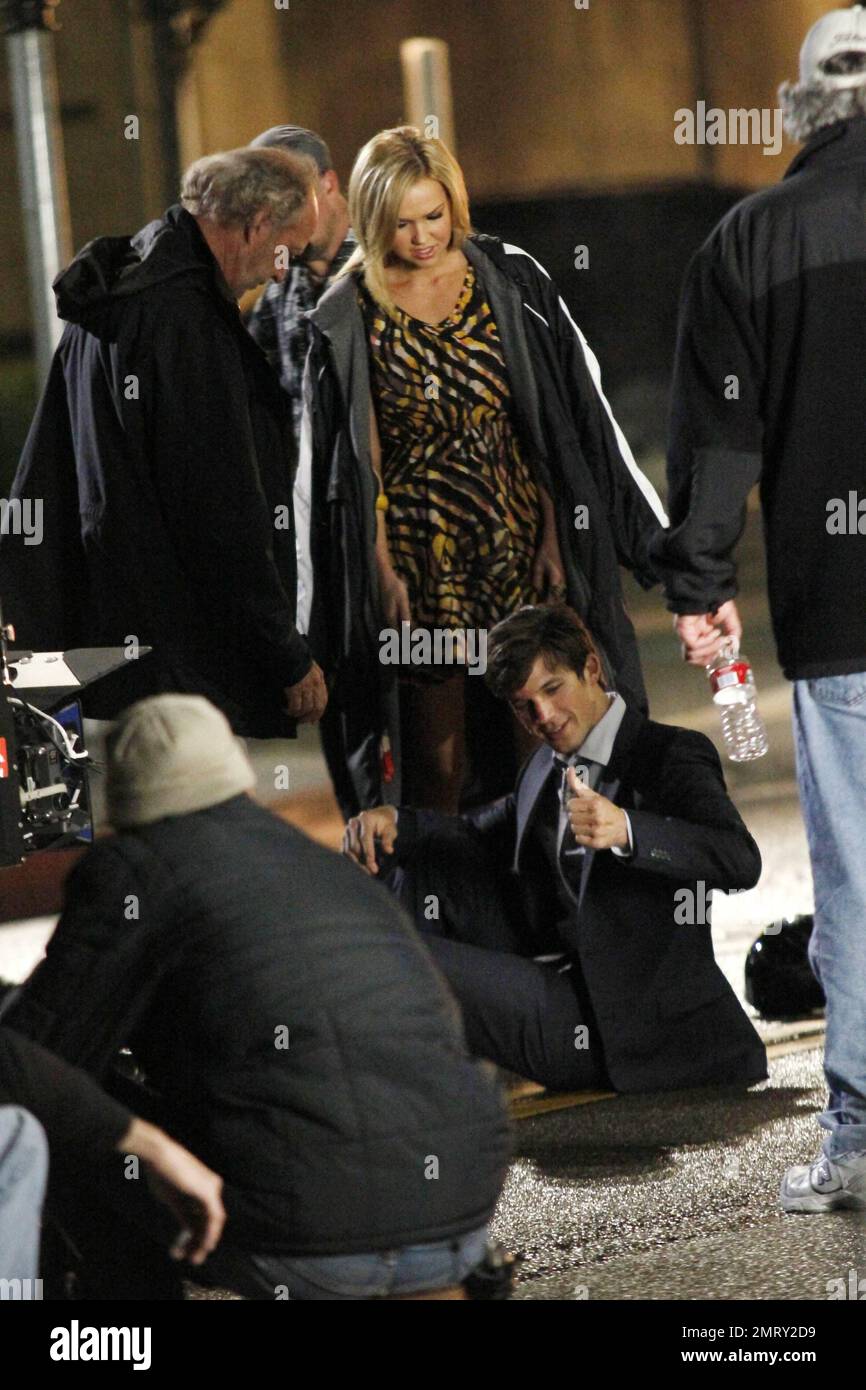 Actor Matt Lanter is seen on location filming what appears to be a ...