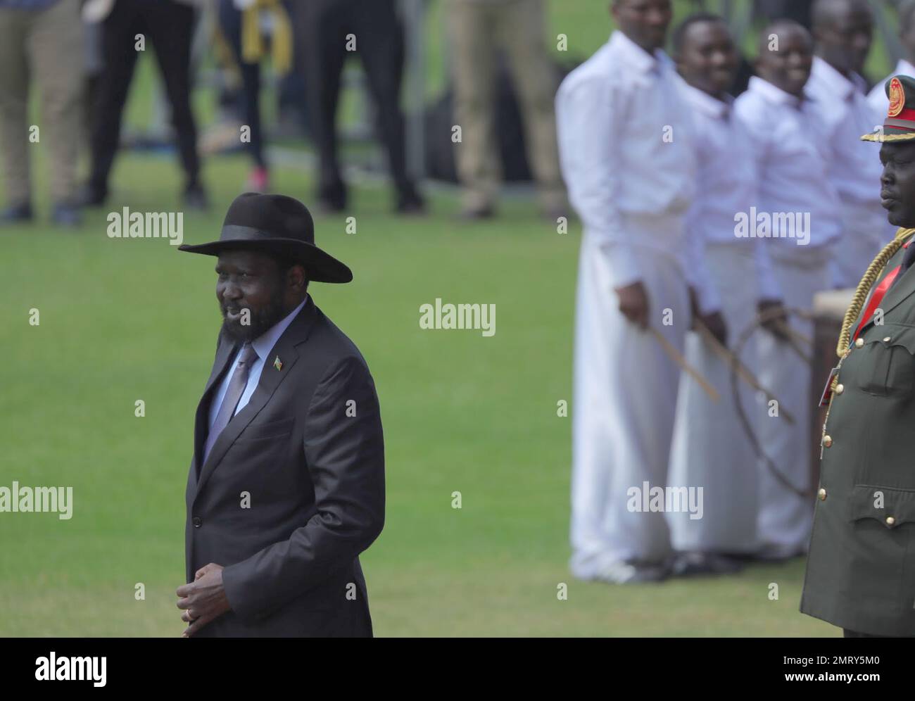 South Sudan President Salva Kiir, arrives to attend swearing in of Rwandan Paul Kagame at the ...