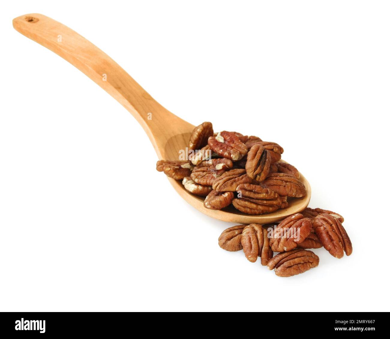 Pecan nuts in wooden spoon, isolated on white background Stock Photo ...