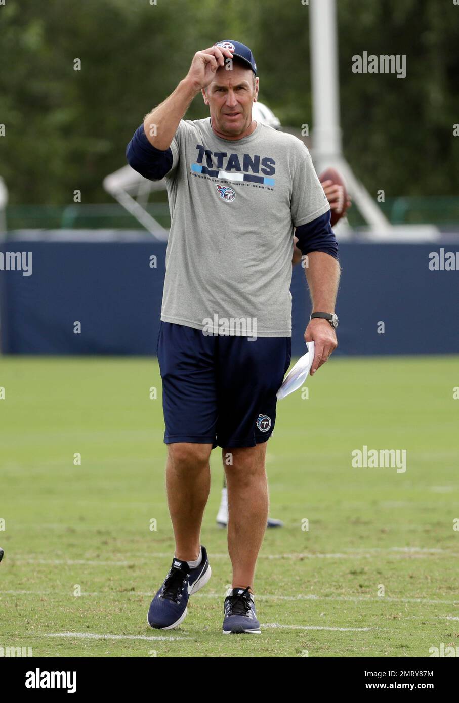 Tennessee Titans head coach Mike Mularkey watches during a combined NFL ...