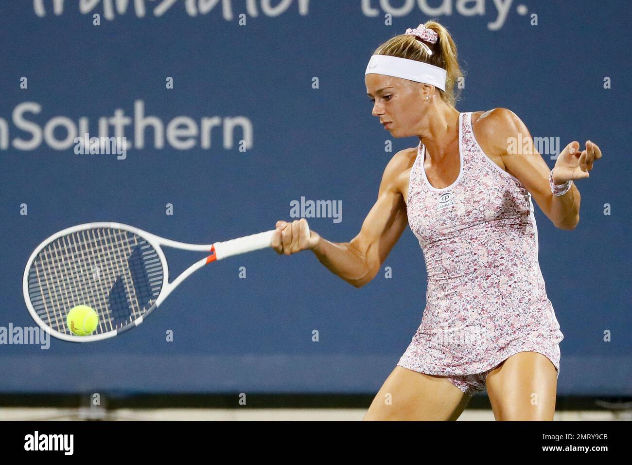 Camila Giorgi, of Italy, returns to Karolina Pliskova, of the Czech ...