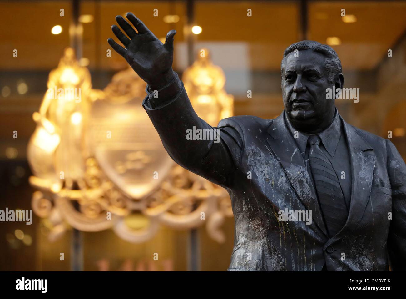The statue of the late Philadelphia Mayor Frank Rizzo, who also served as the city's police ...
