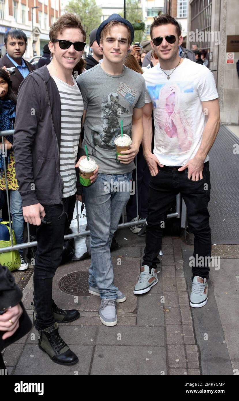 With Starbucks drinks in hand, UK boy band McFly arrives at BBC Radio 1 ...