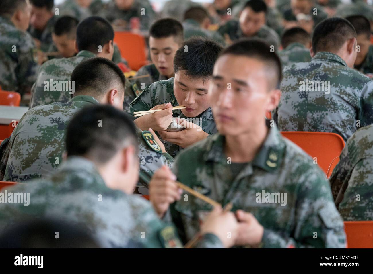Chinese troops eat lunch at the Northern Theater Command Army Force at ...