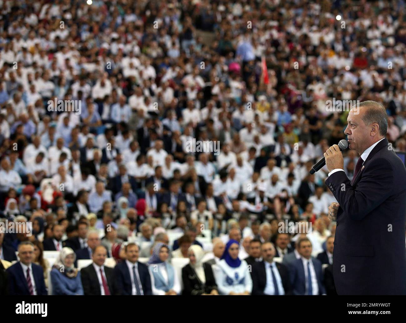 Turkey's President Recep Tayyip Erdogan delivers a speech during a ...