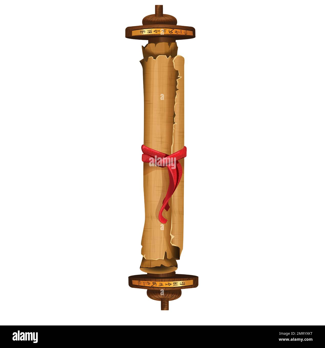 Ancient Egypt papyrus scroll with wooden rod cartoon vector ...
