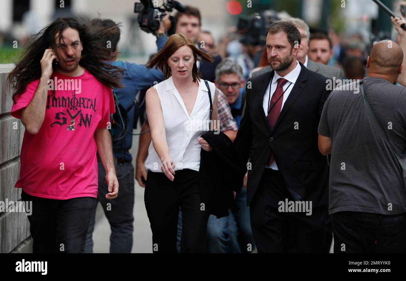 Erica Worden, center, road manager for pop singer Taylor Swift, heads ...