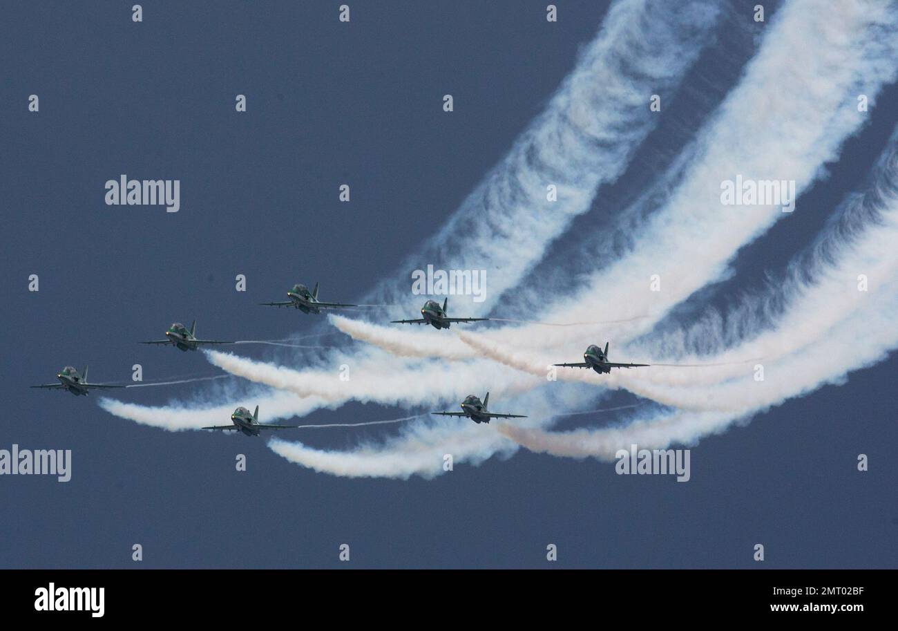 Pakistan air force pilots demonstrate their skill during an air show to ...