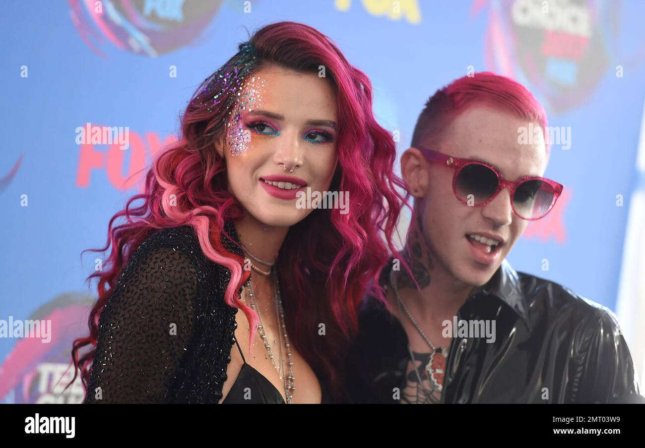 Bella Thorne, left, and rapper Blackbear arrive at the Teen Choice ...