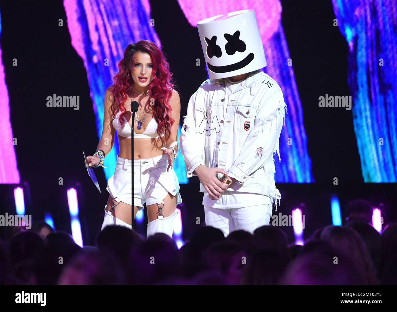 Bella Thorne and Marshmello attend the Teen Choice Awards at the Galen ...