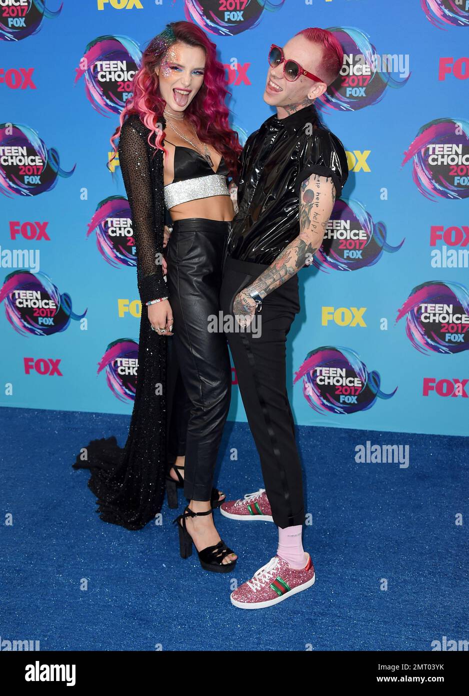 Bella Thorne, left, and rapper Blackbear arrive at the Teen Choice ...