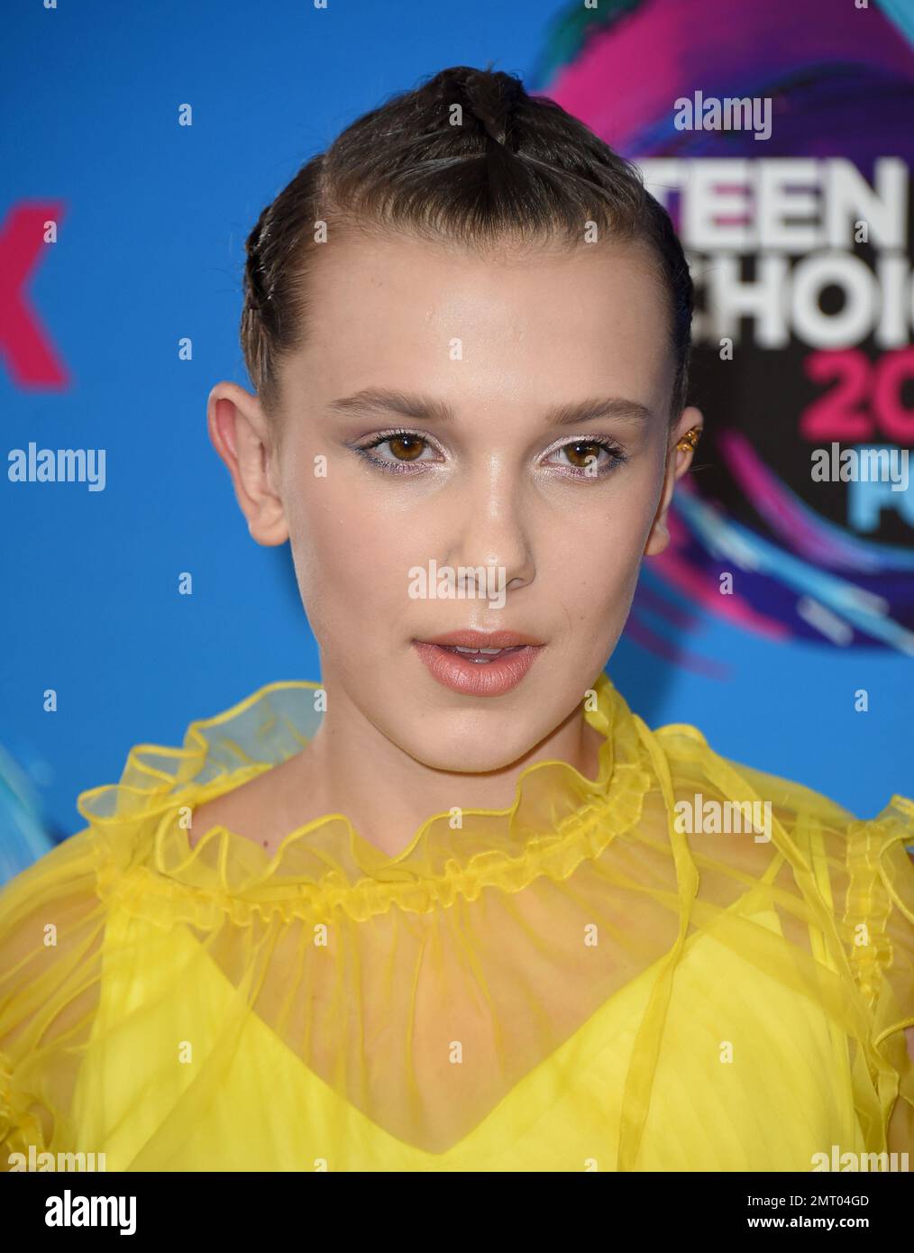 Millie Bobby Brown arrives at the Teen Choice Awards at the Galen ...