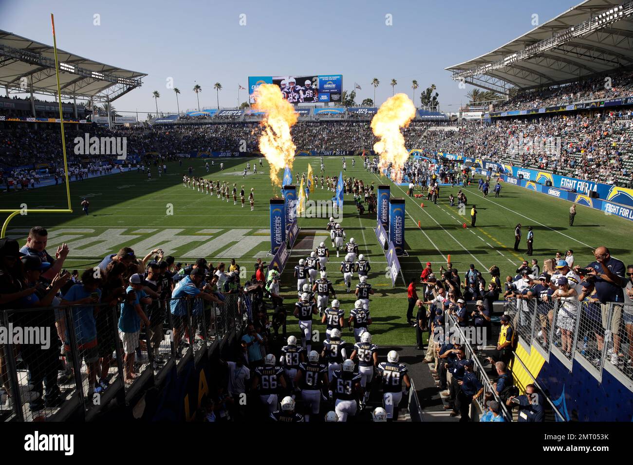 The Los Angeles Chargers take the field at StubHub Center before a ...