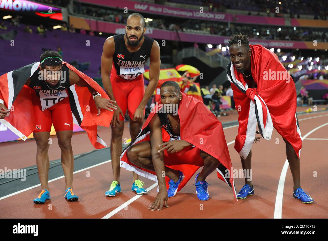 Trinidad and Tobago's gold medal winning team, from left, Jarrin ...