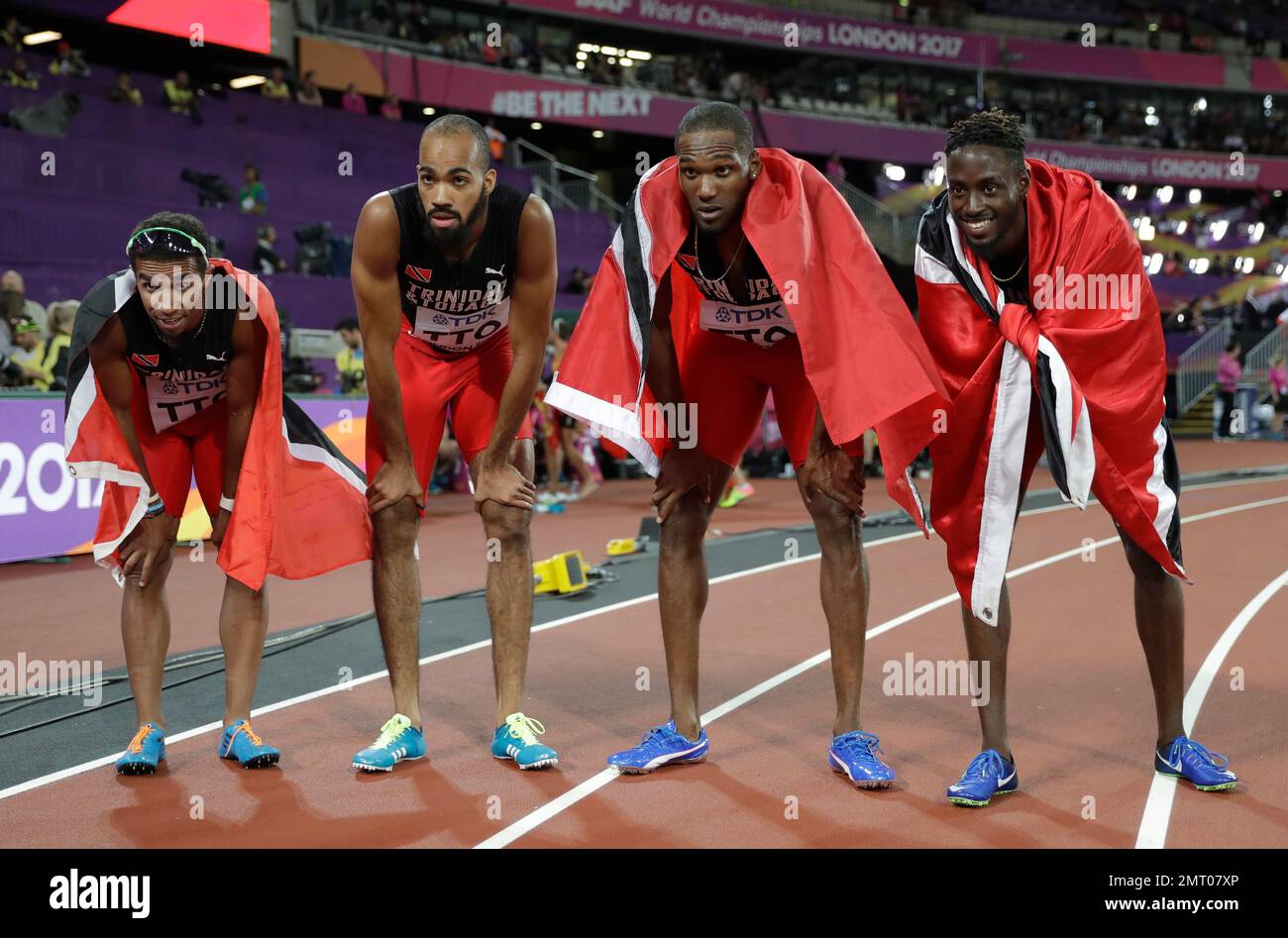 Trinidad and Tobago's gold medal winning team, from left, Jarrin ...