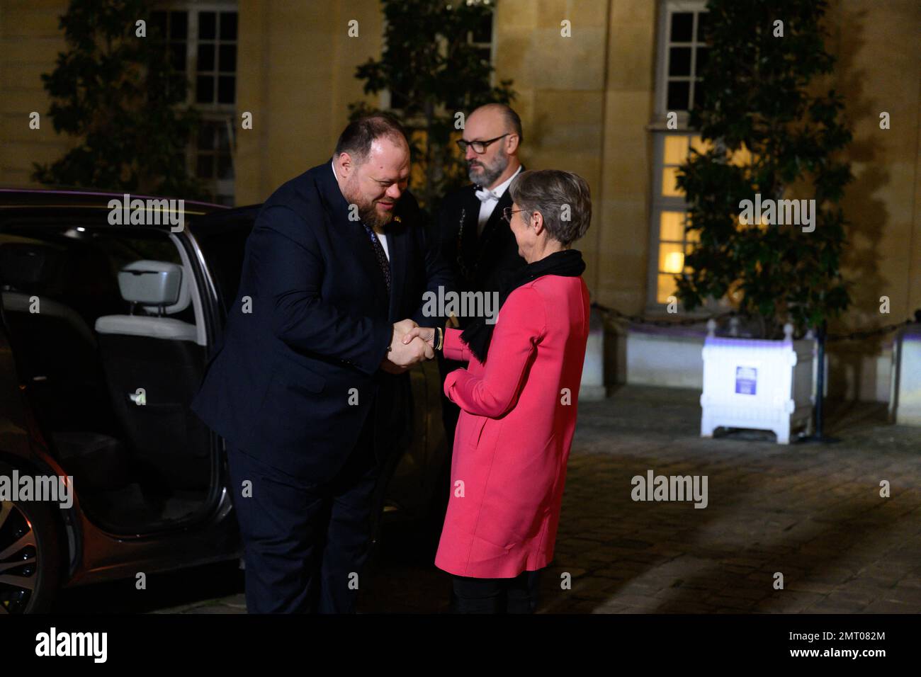 Prime Minister Elisabeth Borne greets Ukraine's Parliament chairman ...