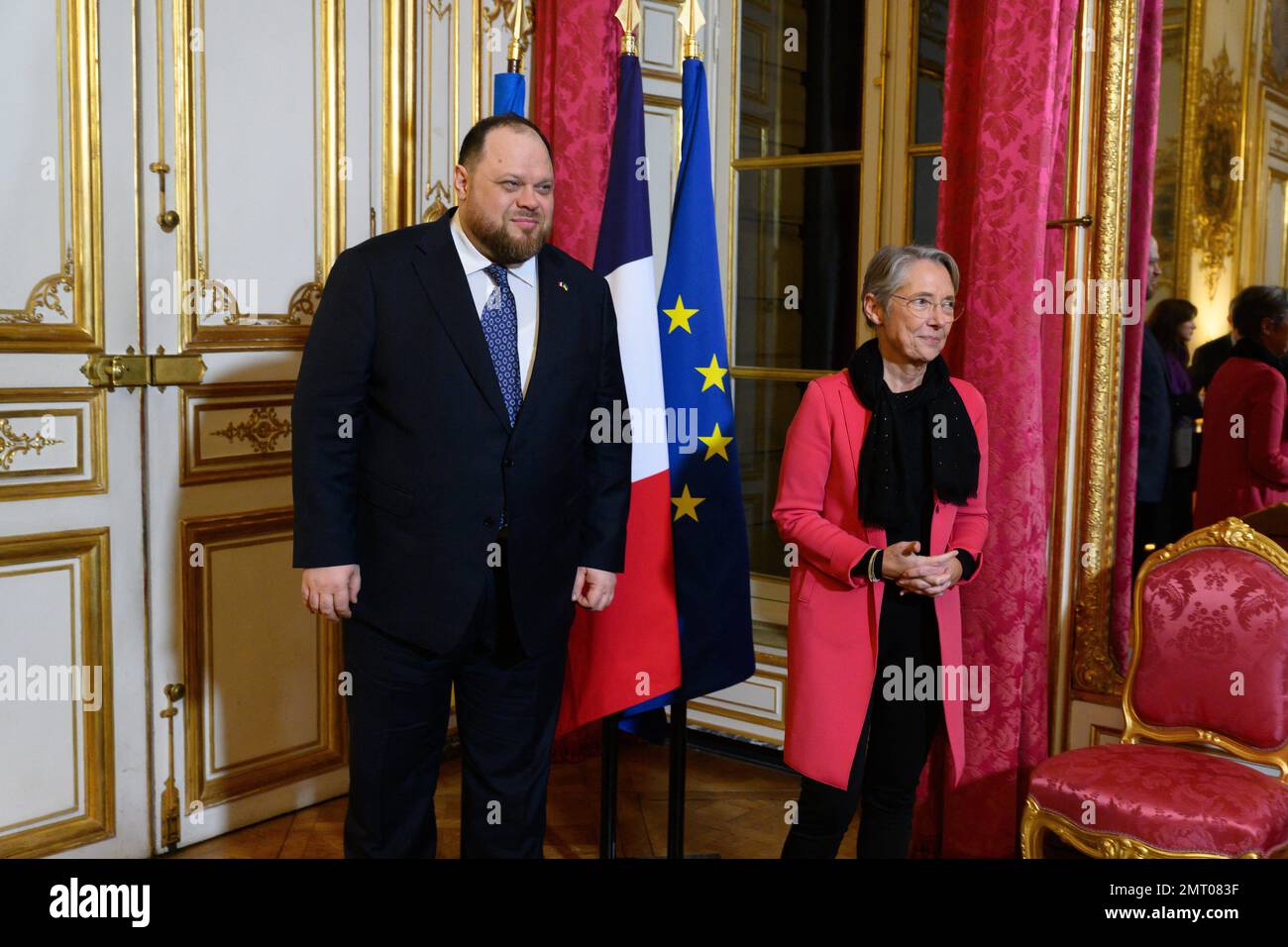 Prime Minister Elisabeth Borne greets Ukraine's Parliament chairman ...