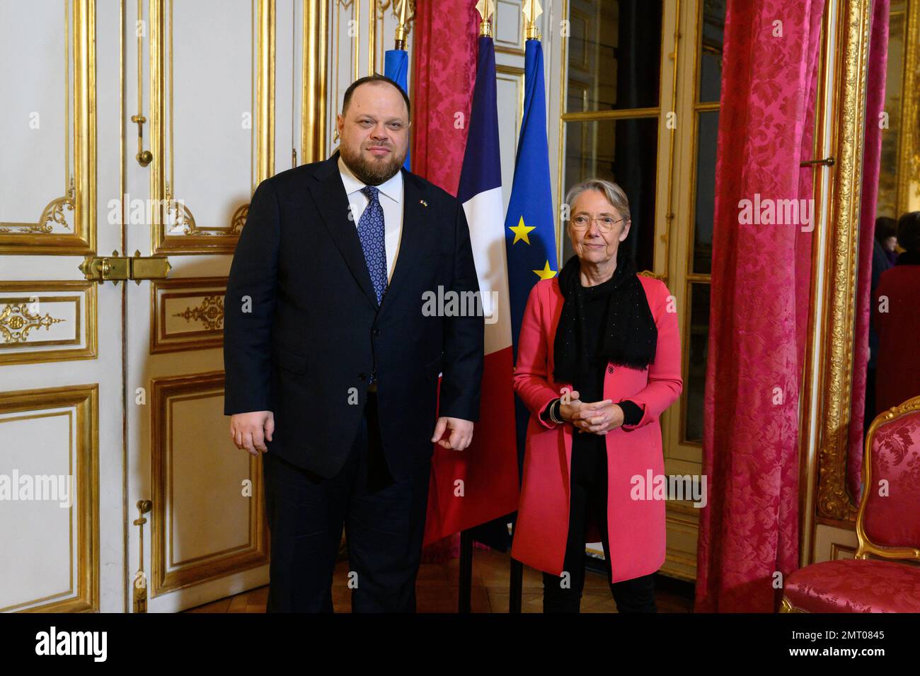 Prime Minister Elisabeth Borne greets Ukraine's Parliament chairman ...