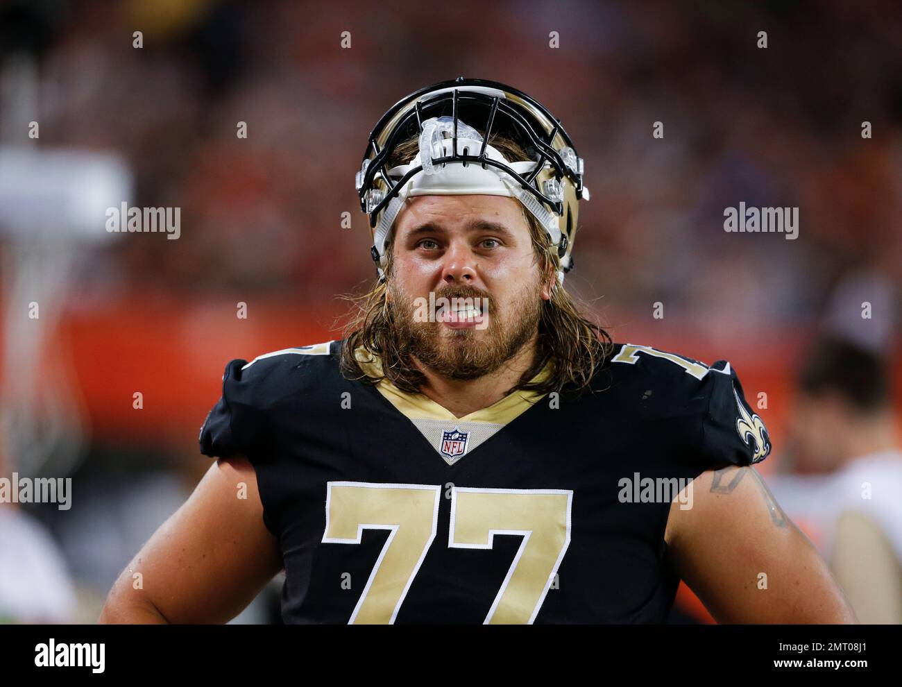 New Orleans Saints offensive guard John Fullington (77) stands on the ...