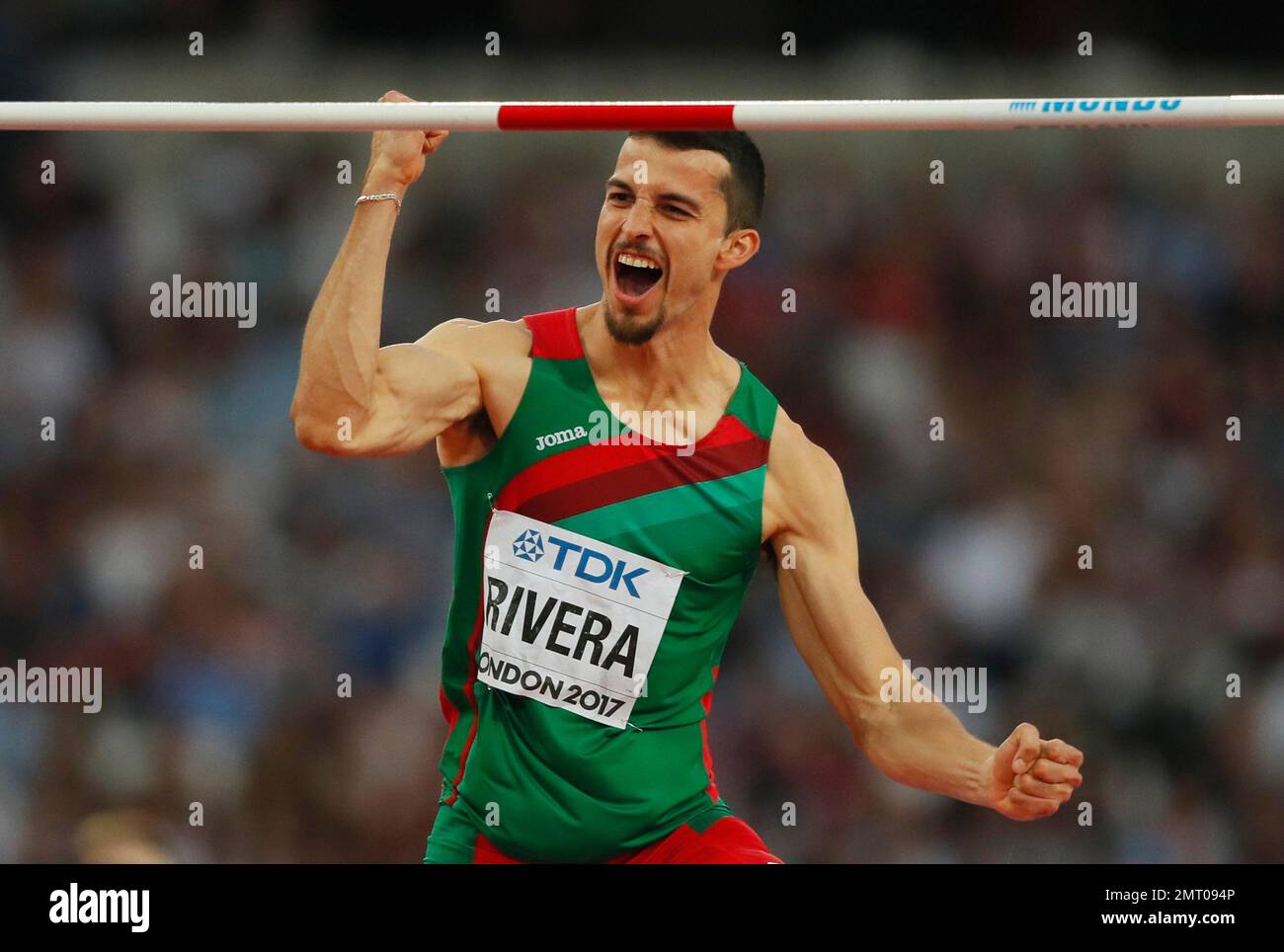 Mexico's Edgar Rivera celebrates after an attempt in the men's high ...