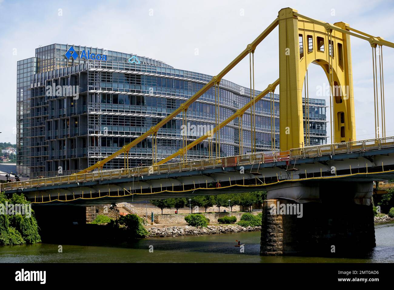 The office building for Alcoa and Arconic are seen on the north shore ...