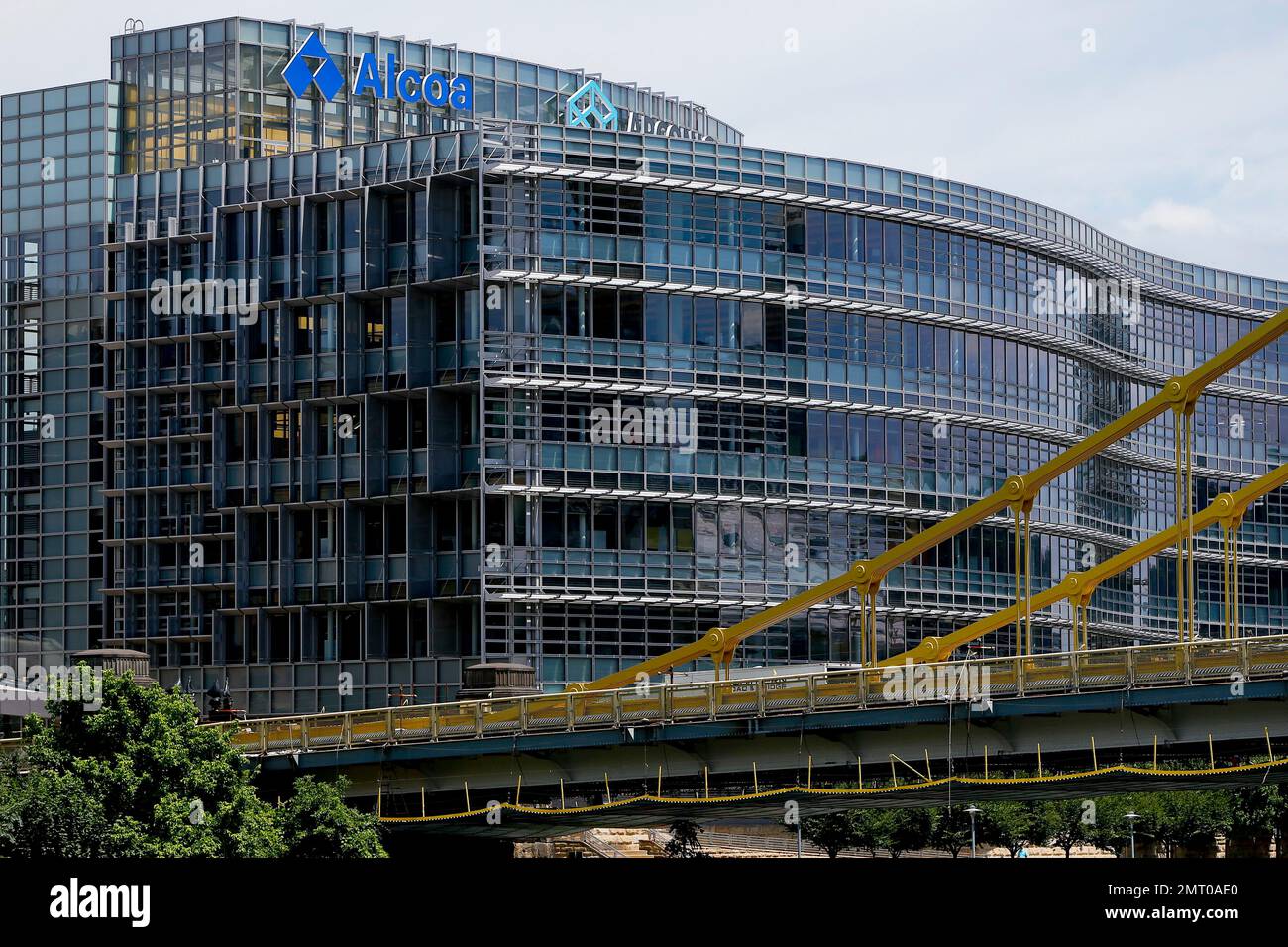 The office building for Alcoa and Arconic are seen on the north shore ...