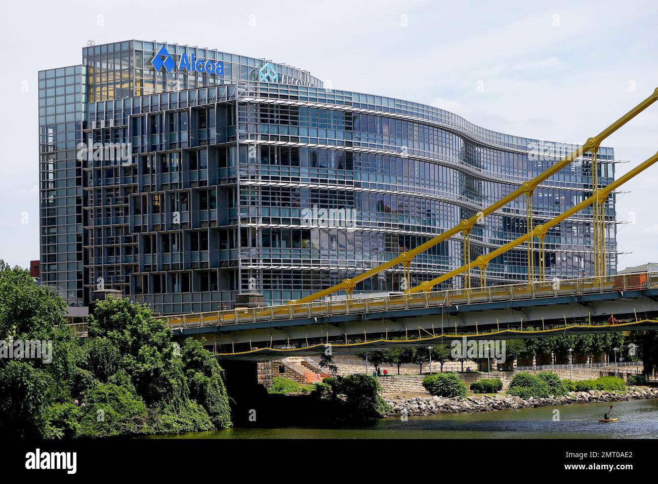 The office building for Alcoa and Arconic are seen on the north shore ...