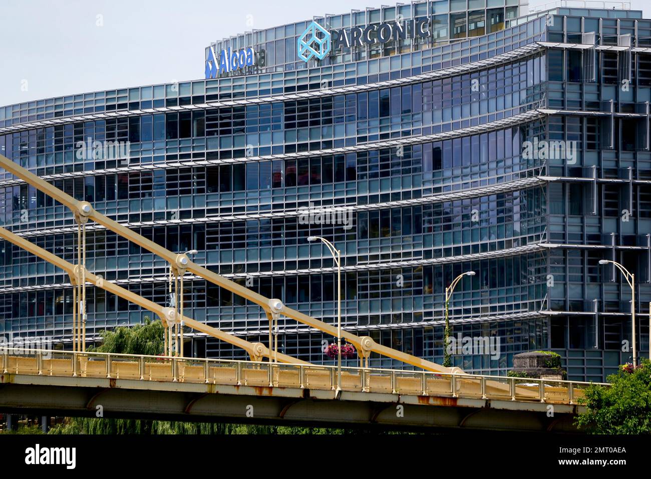 The office building for Alcoa and Arconic are seen on the north shore ...