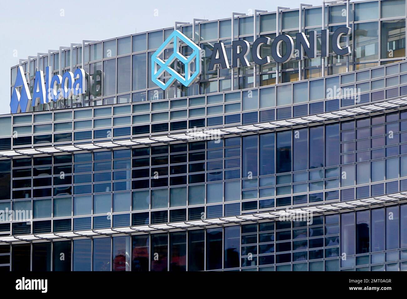 The office building for Alcoa and Arconic are seen on the north shore ...