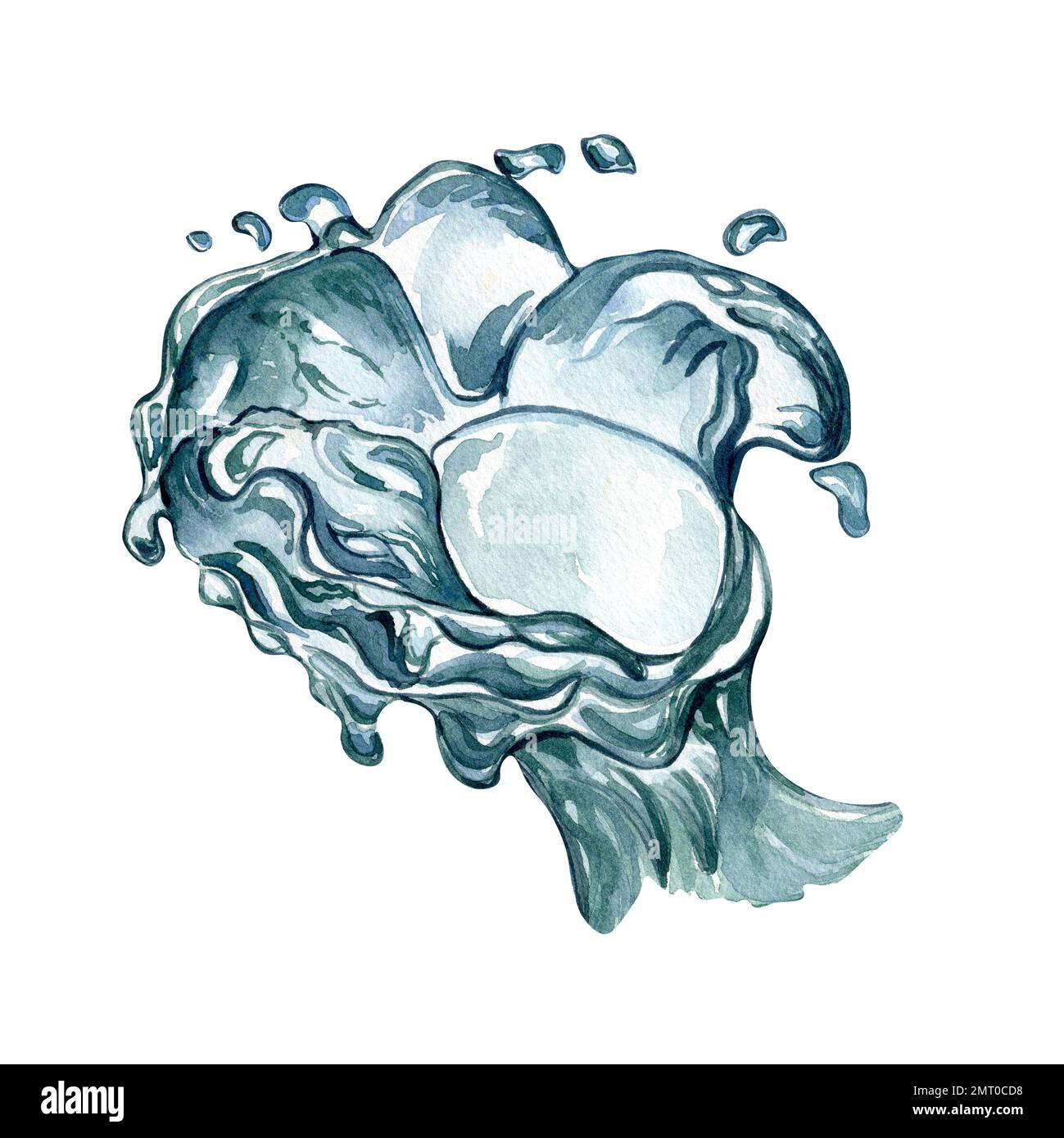 Splashing water shape watercolor illustration isolated on white ...