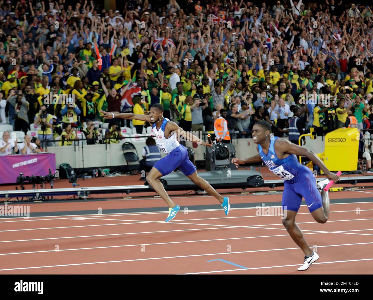 Britain's Nethaneel Mitchell-Blake, left, and United States' Michael ...