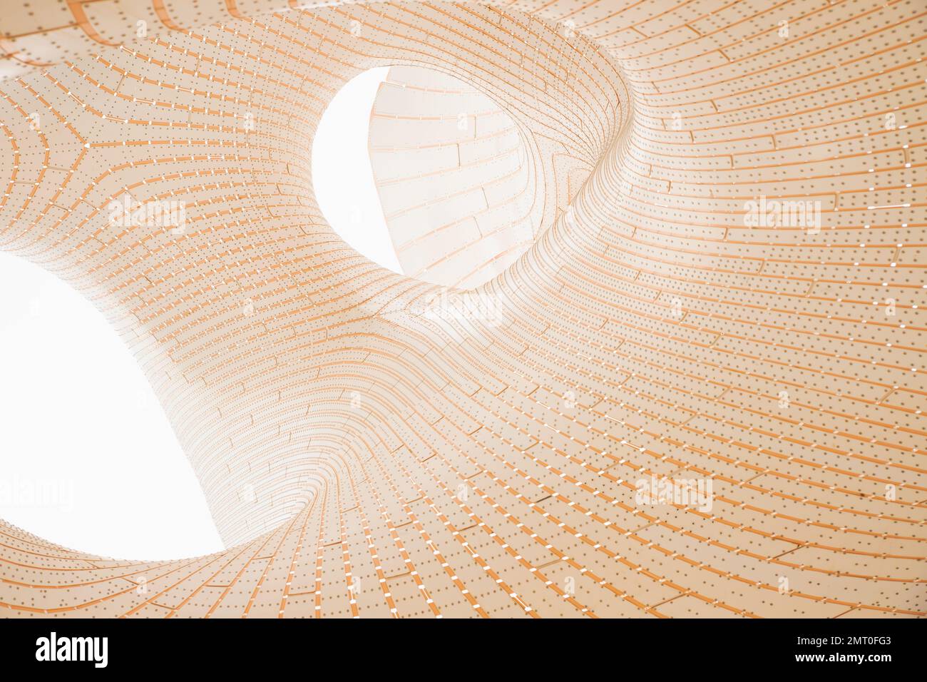 Sculpture construction Minima Maxima, inside, view from below. Street ...