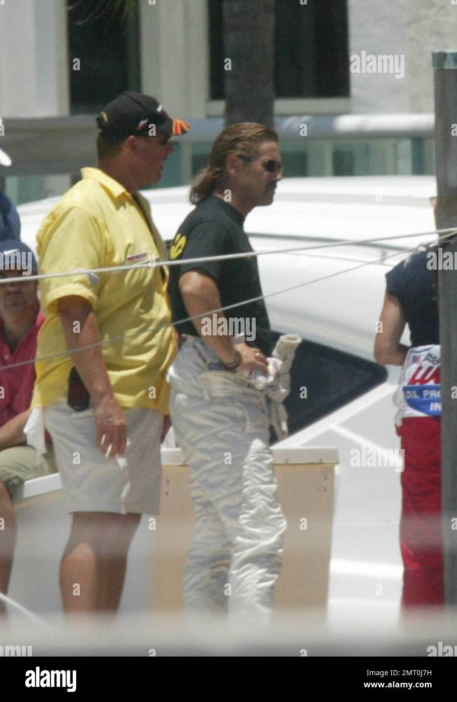Colin Farrell and Jamie Foxx on location filming Miami Vice, Miami, FL ...