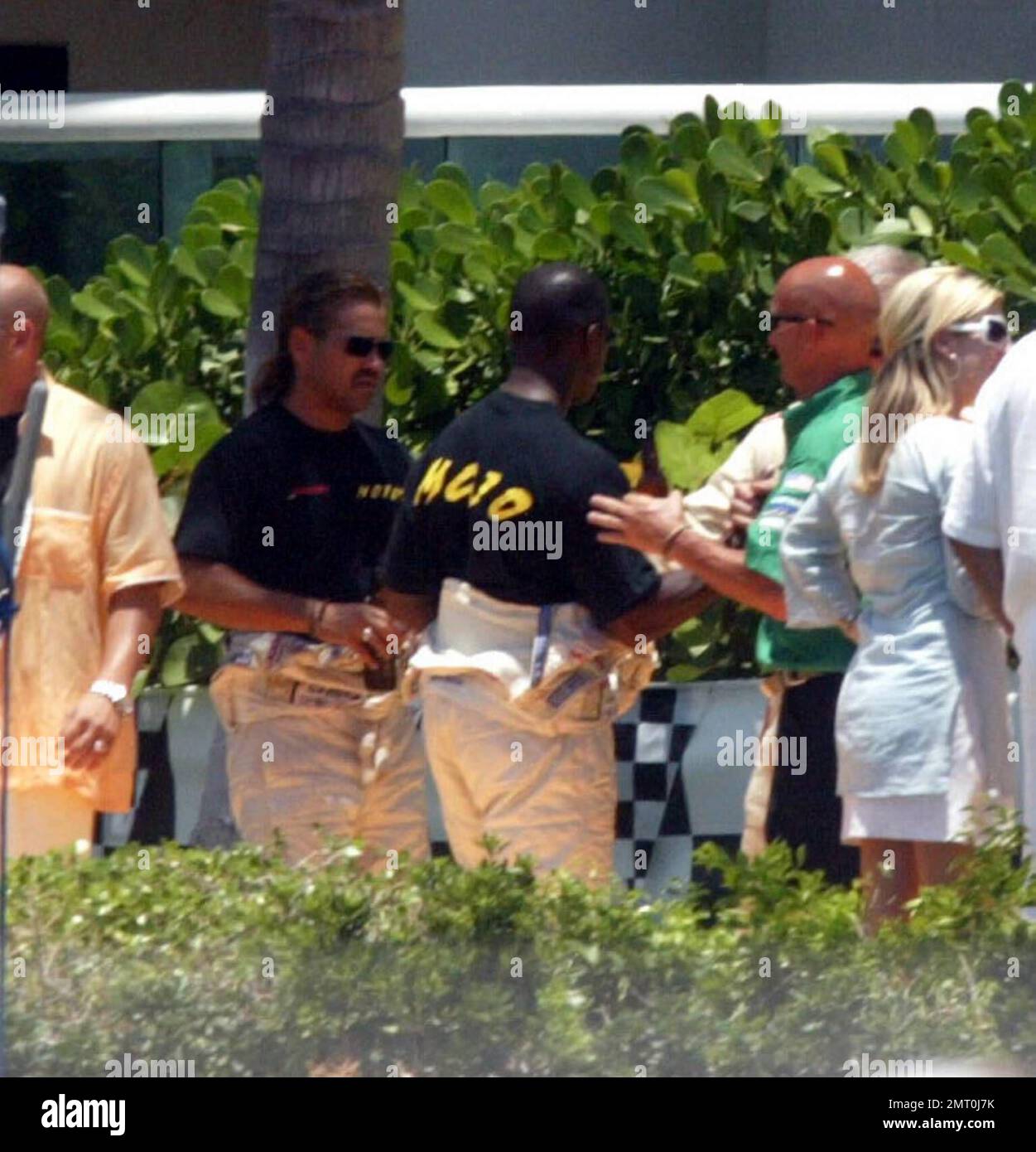 Colin Farrell and Jamie Foxx on location filming Miami Vice, Miami, FL ...