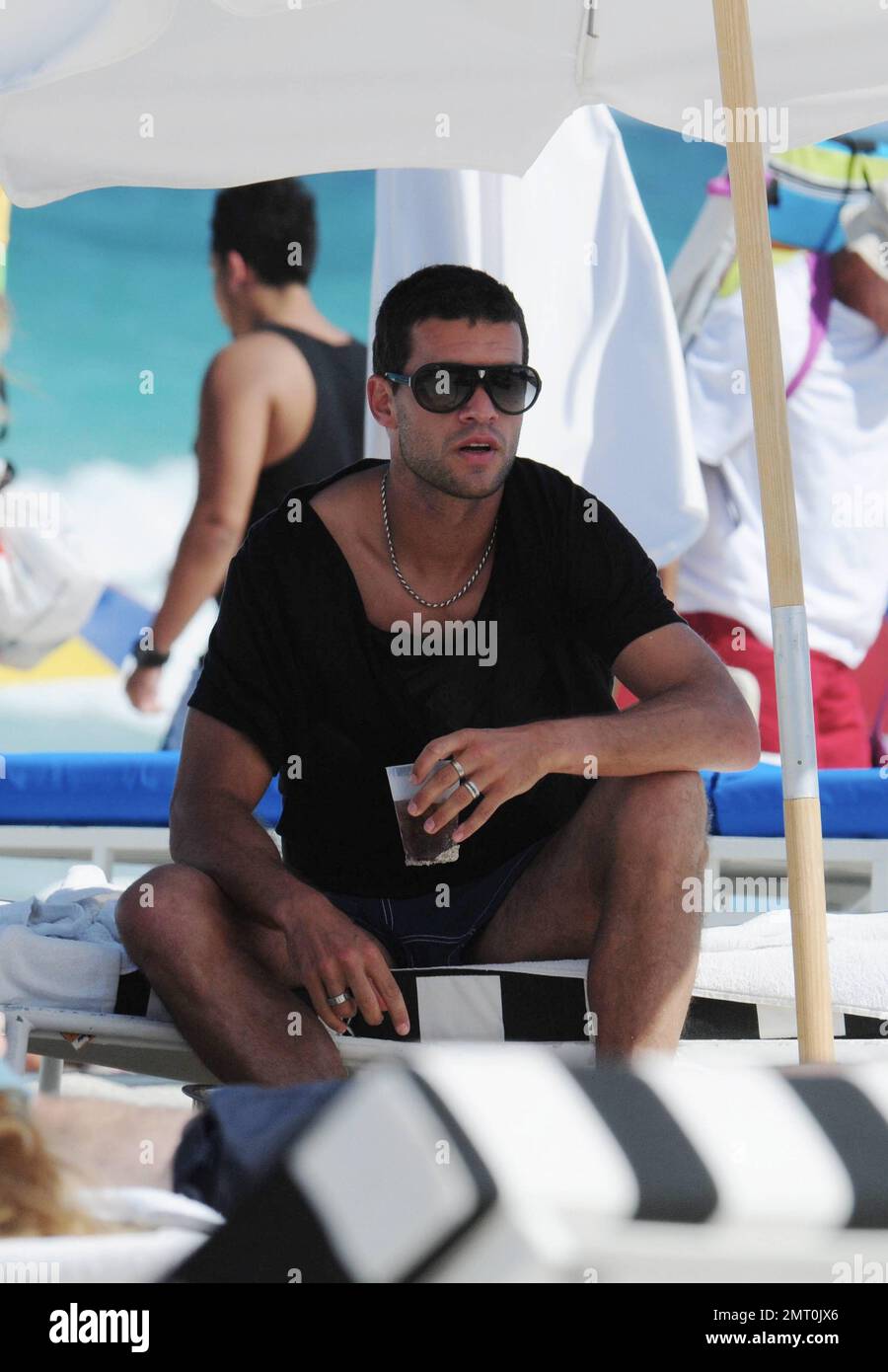 German soccer star Michael Ballack spends time on Miami Beach during ...