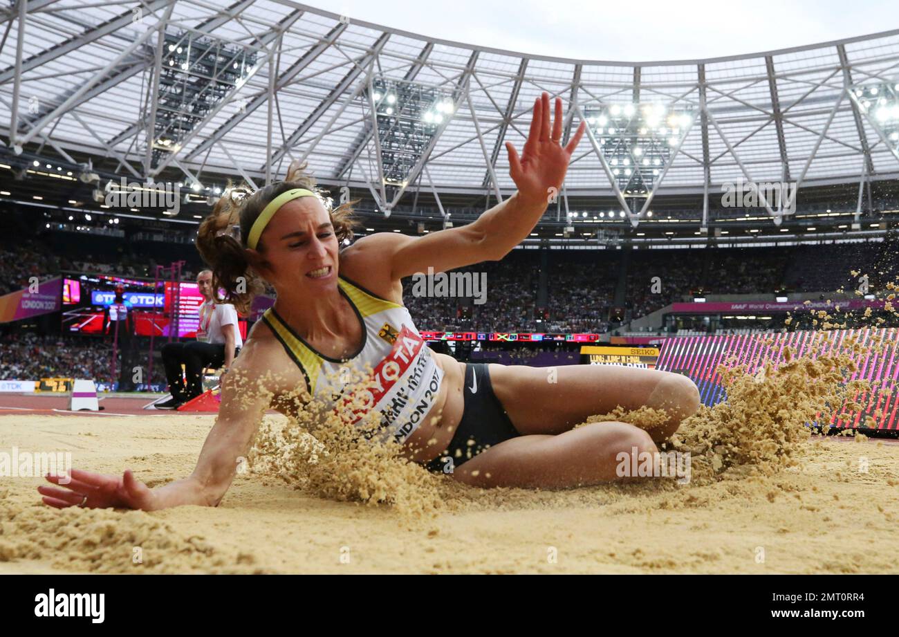 Germany's Claudia Salman-Rath makes an attempt in the women's long jump ...