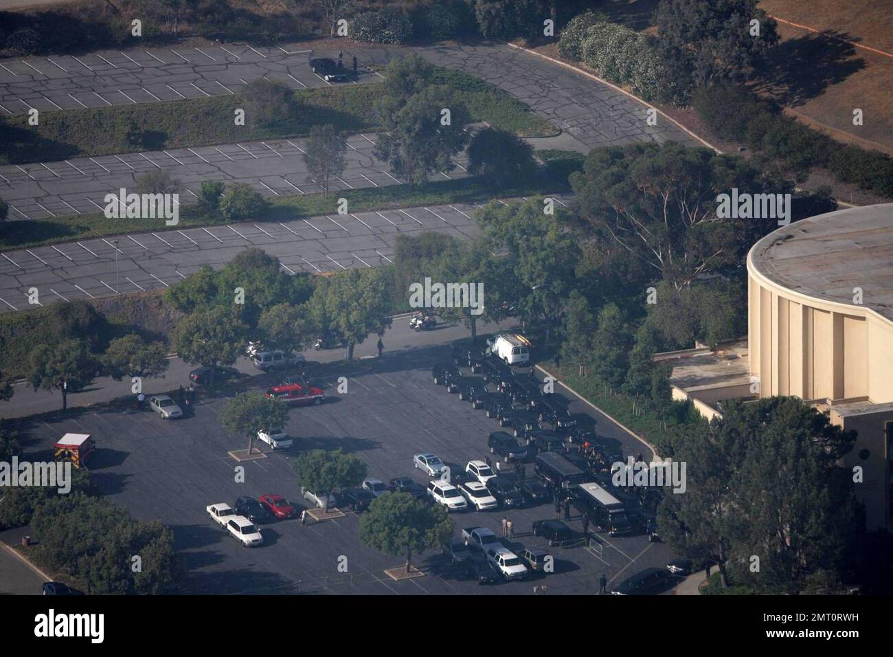 Aerial views of Forest Lawn Cemetery where Michael Jackson's private ...