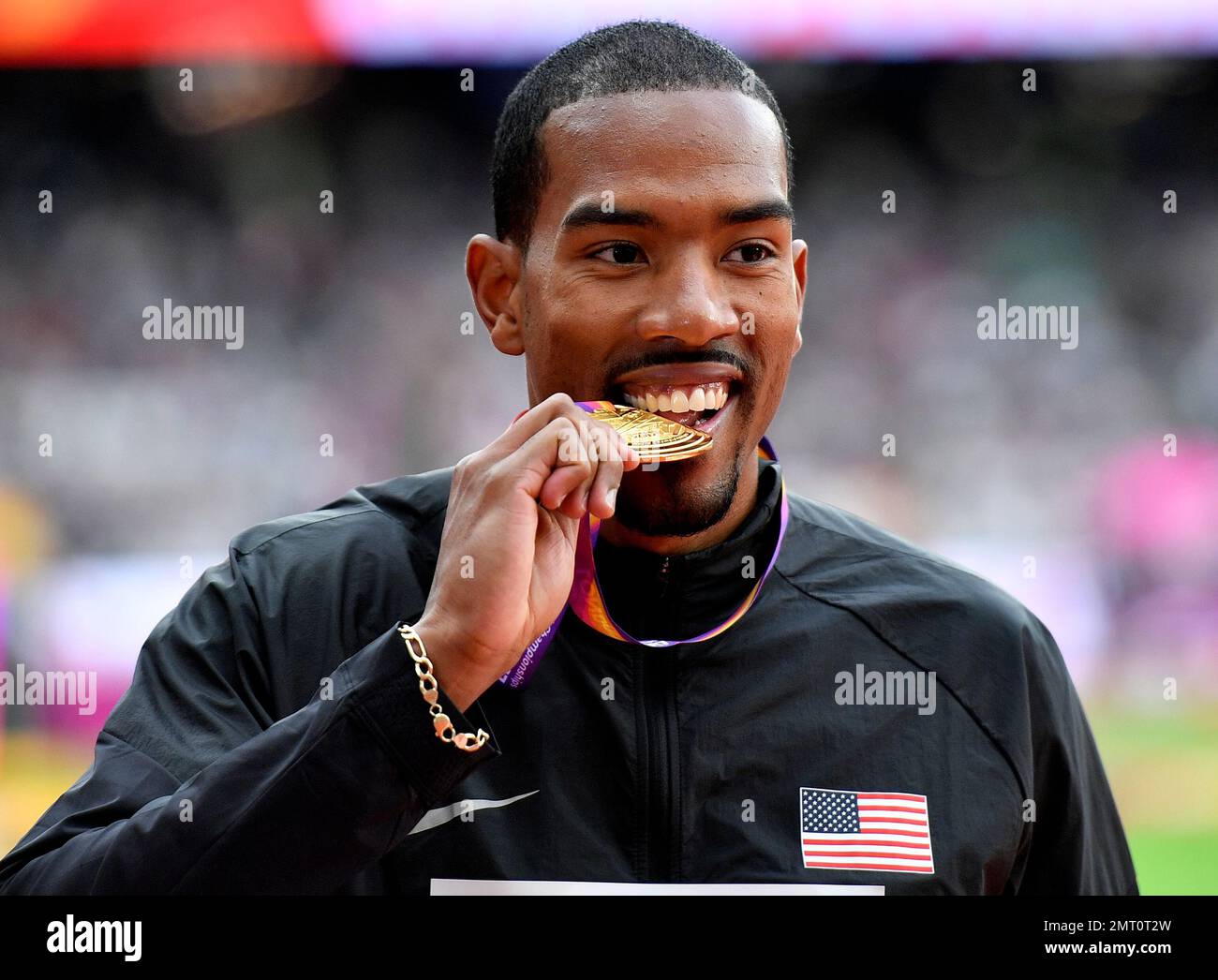 Men's triple jump gold medalist United States' Christian Taylor ...