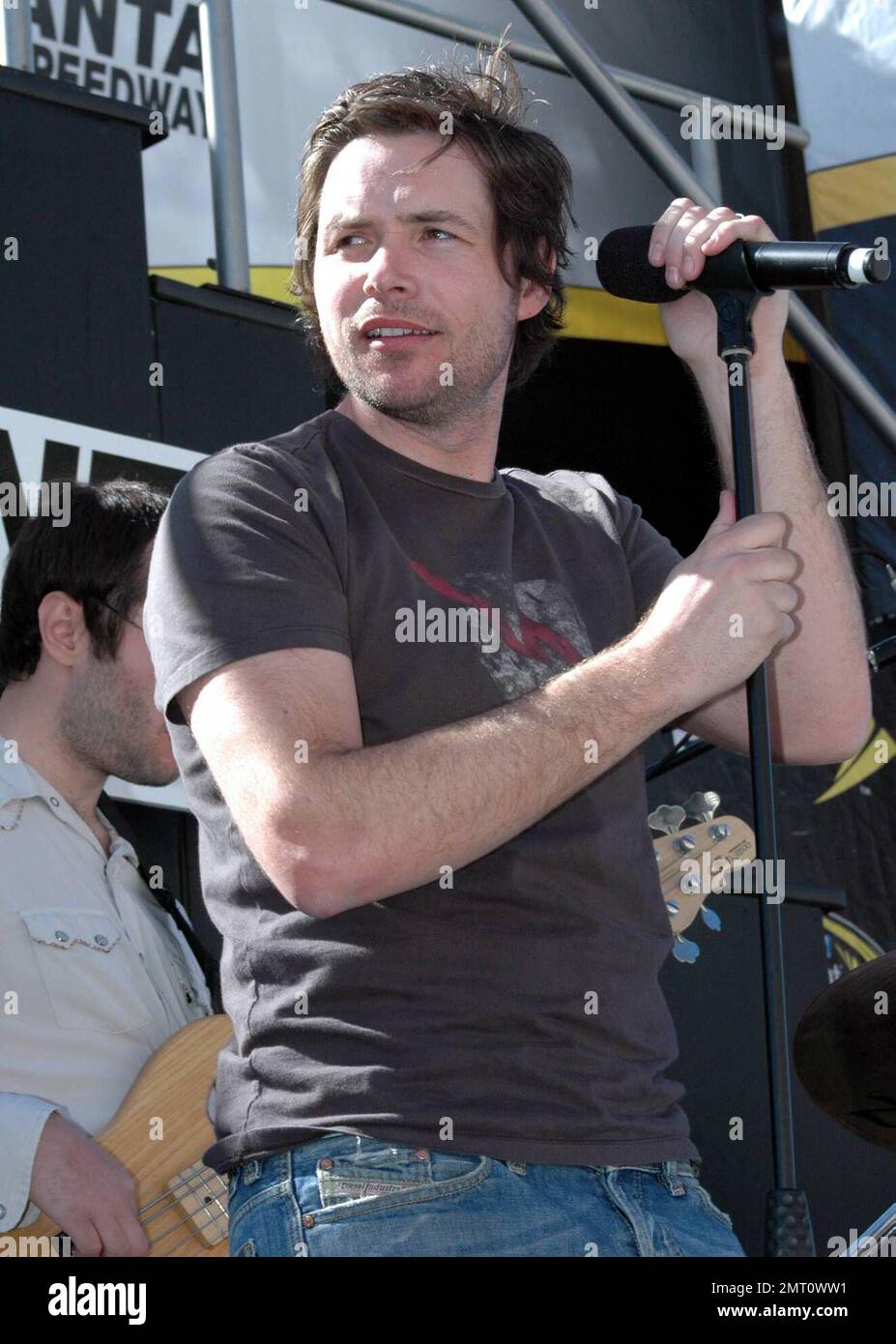 American Idol winner Michael Johns performs a pre-race concert at the ...