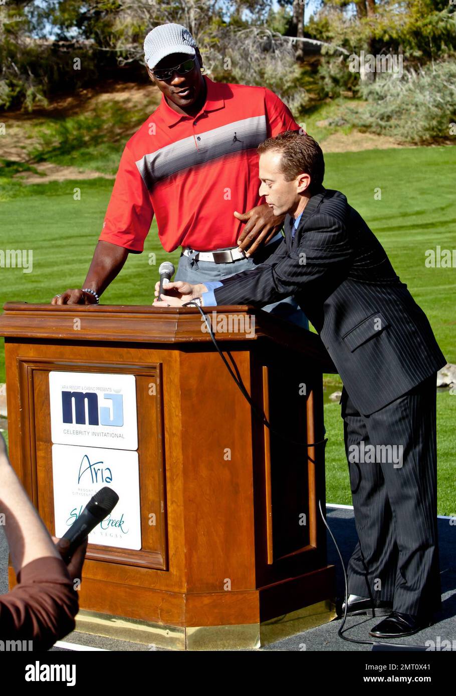 Michael Jordan speaks at his Celebrity Invitational Golf Tournament ...