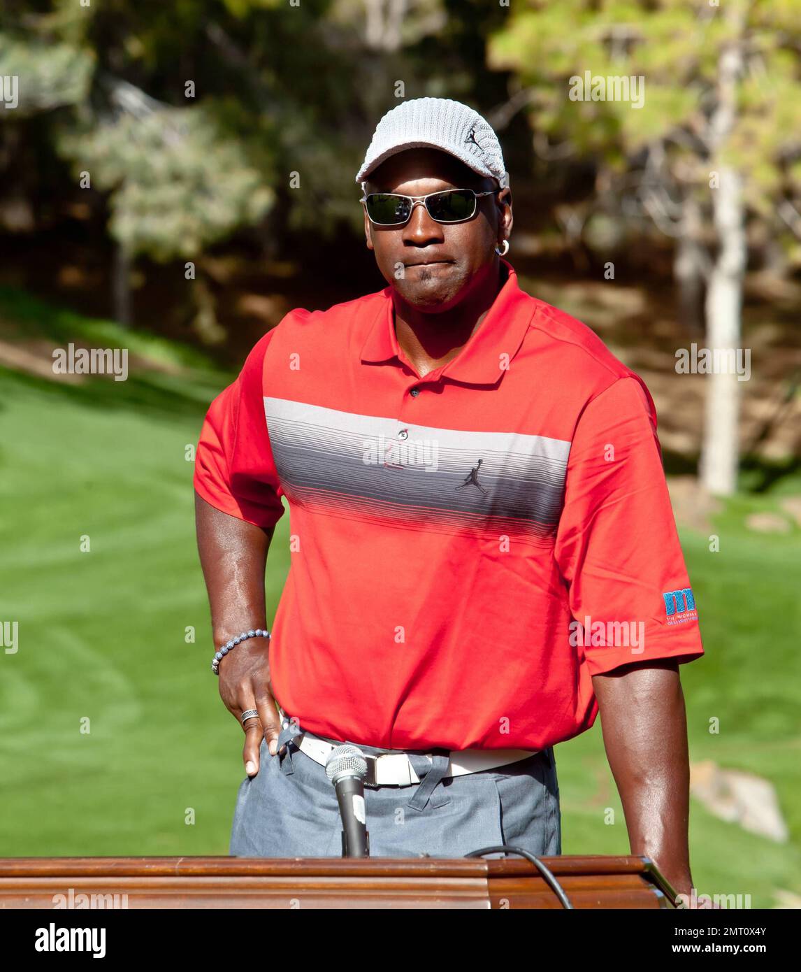 Michael Jordan speaks at his Celebrity Invitational Golf Tournament ...